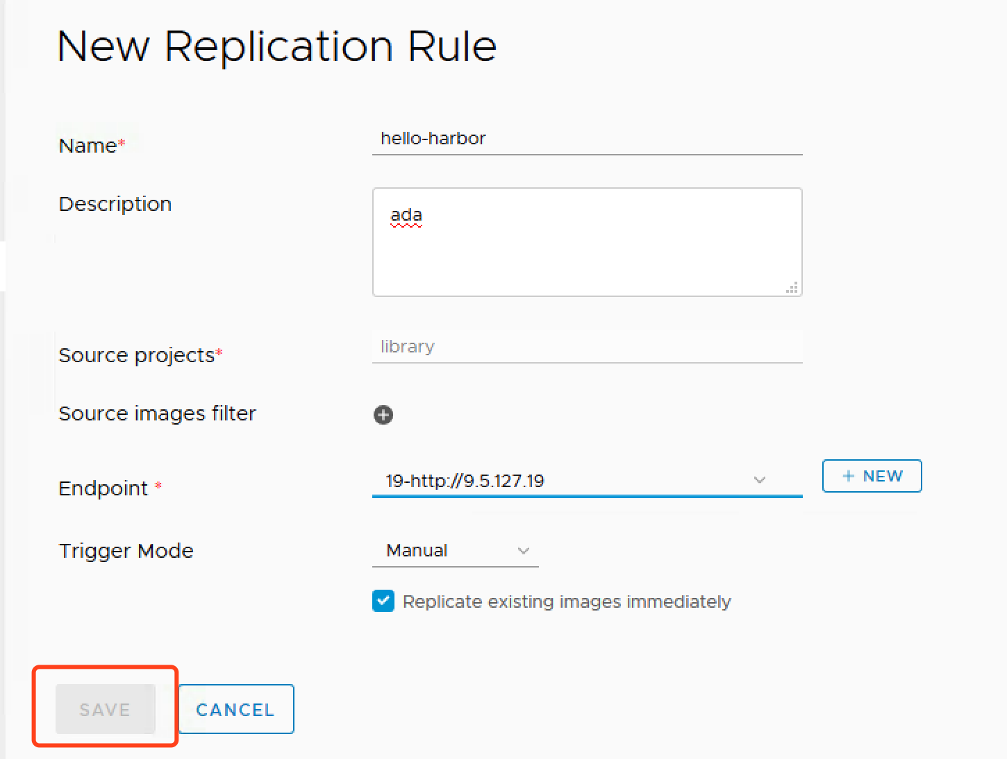 Replication rule can not be saved. · Issue #4321 · goharbor/harbor · GitHub