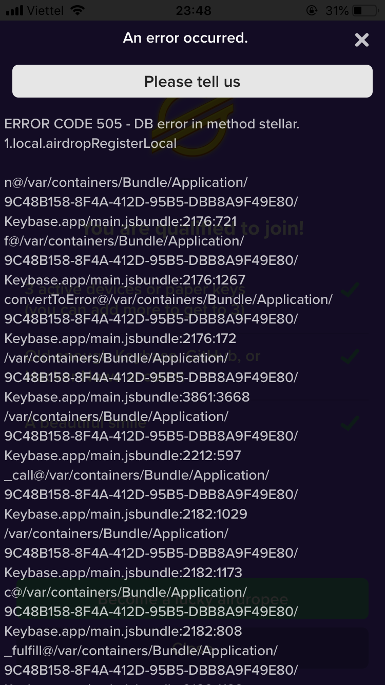 ERROR CODE 505 - DB error in method stellar.1.local ...