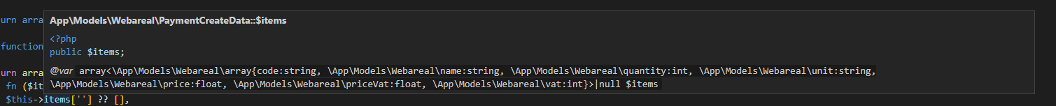 Array shapes etc. · Issue #2020 · bmewburn/vscode-intelephense · GitHub