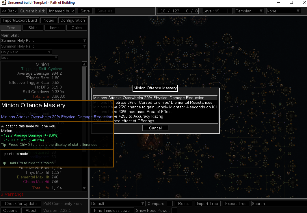 Minion Offense Mastery "Minions attacks overwhelm 20% Physical Damage Reduction" is applied to ...