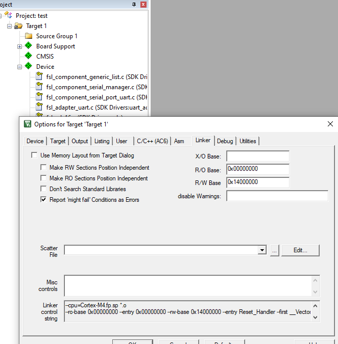 When Create A New Project In Keil With Installed Dfp Default Linker Should Be Set · Issue 109