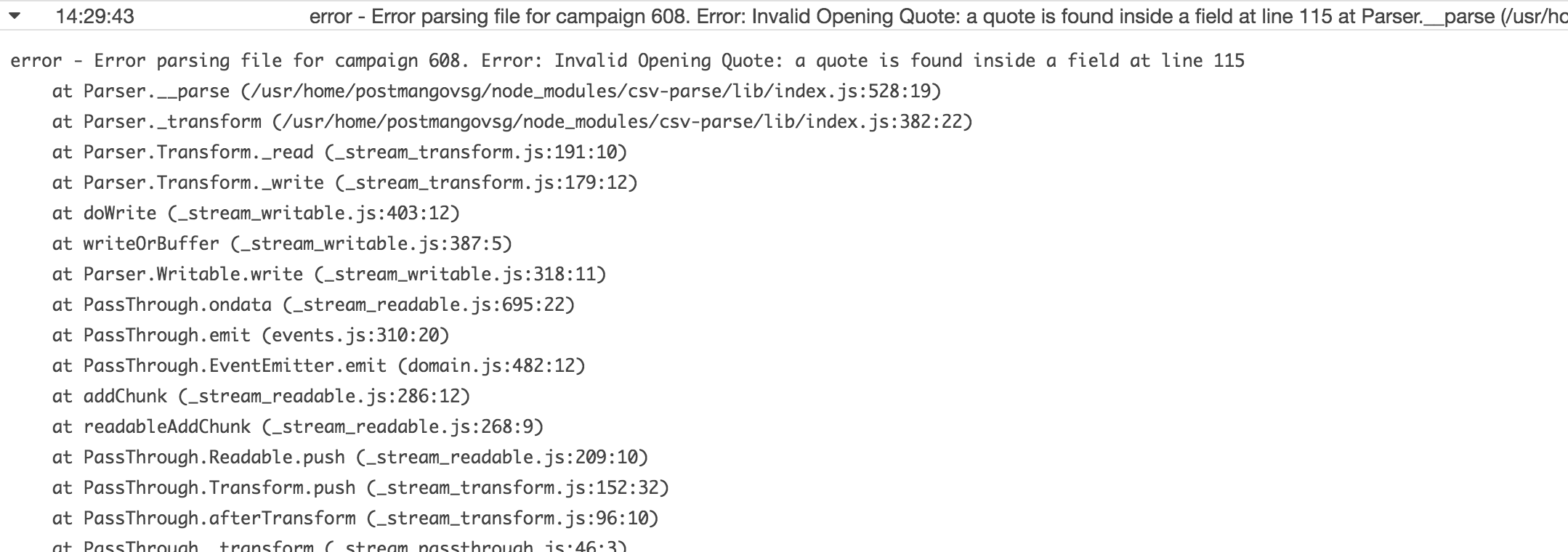 Investigate error in cloudwatch logs · Issue #274 · opengovsg/postmangovsg · GitHub