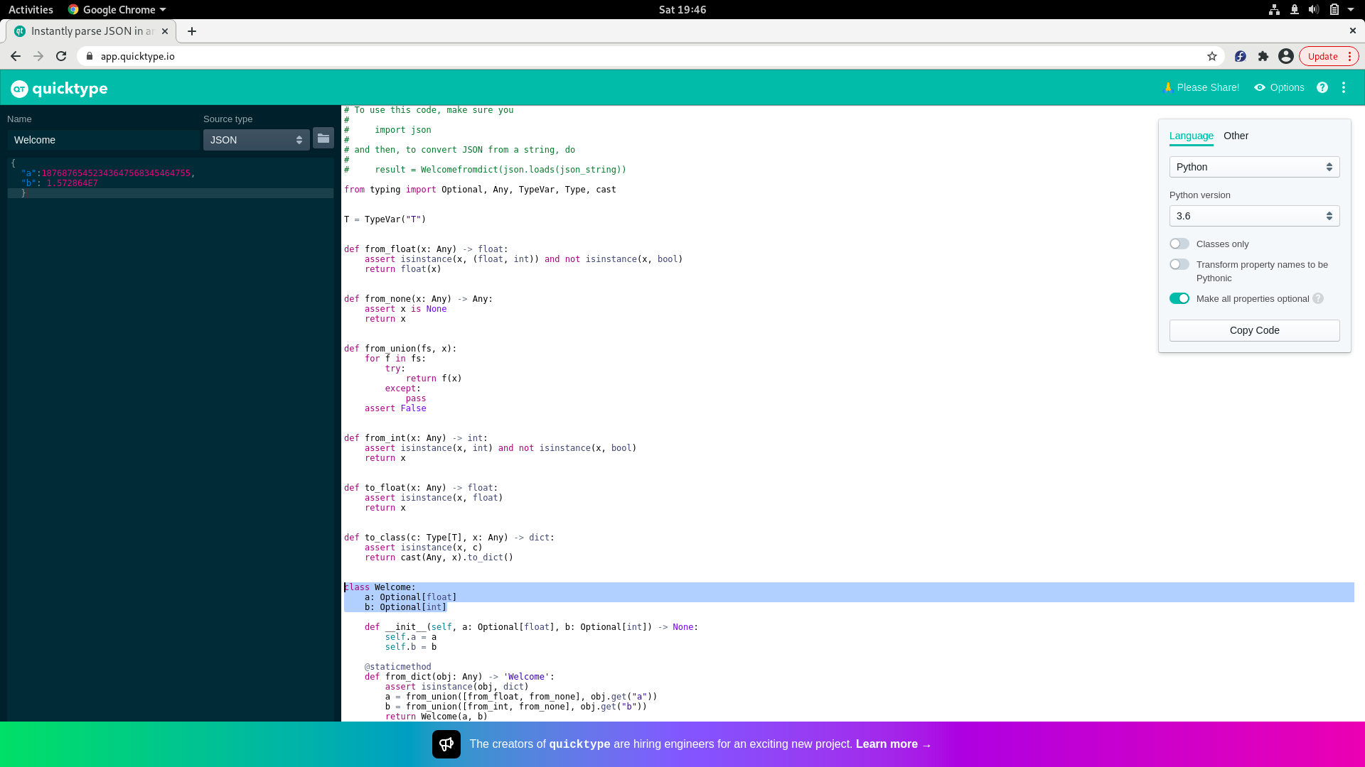 Python Class Gives Incorrect Data Types For Input Json · Issue 1725 · Glideappsquicktype · Github 8334