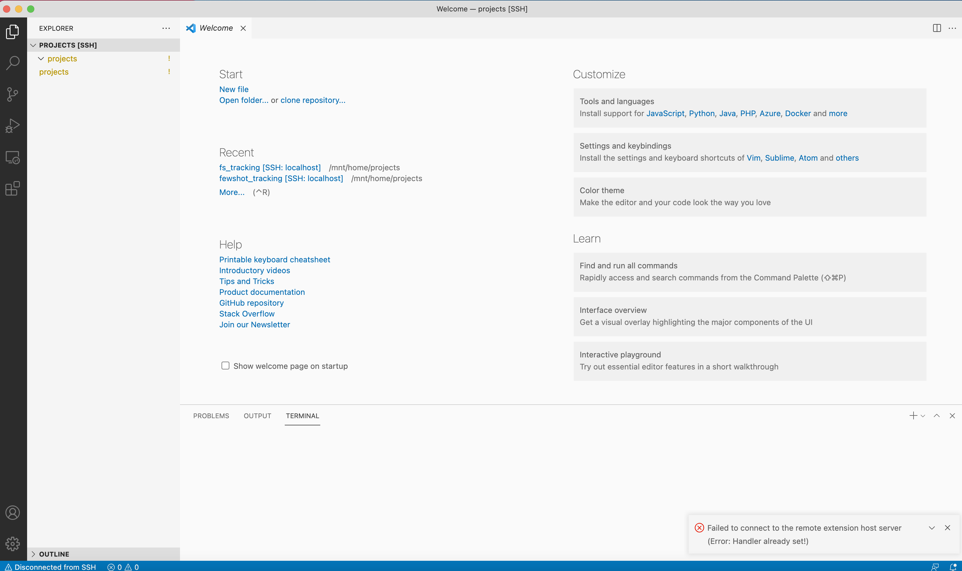Failed To Connect To The Remote Extension Host Server Error Handler Already Set · Issue