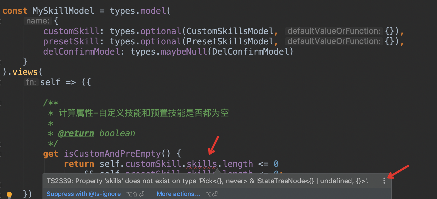 Using types.optional(Model, {}) with typescript will throw an error · Issue #1208 · mobxjs/mobx ...
