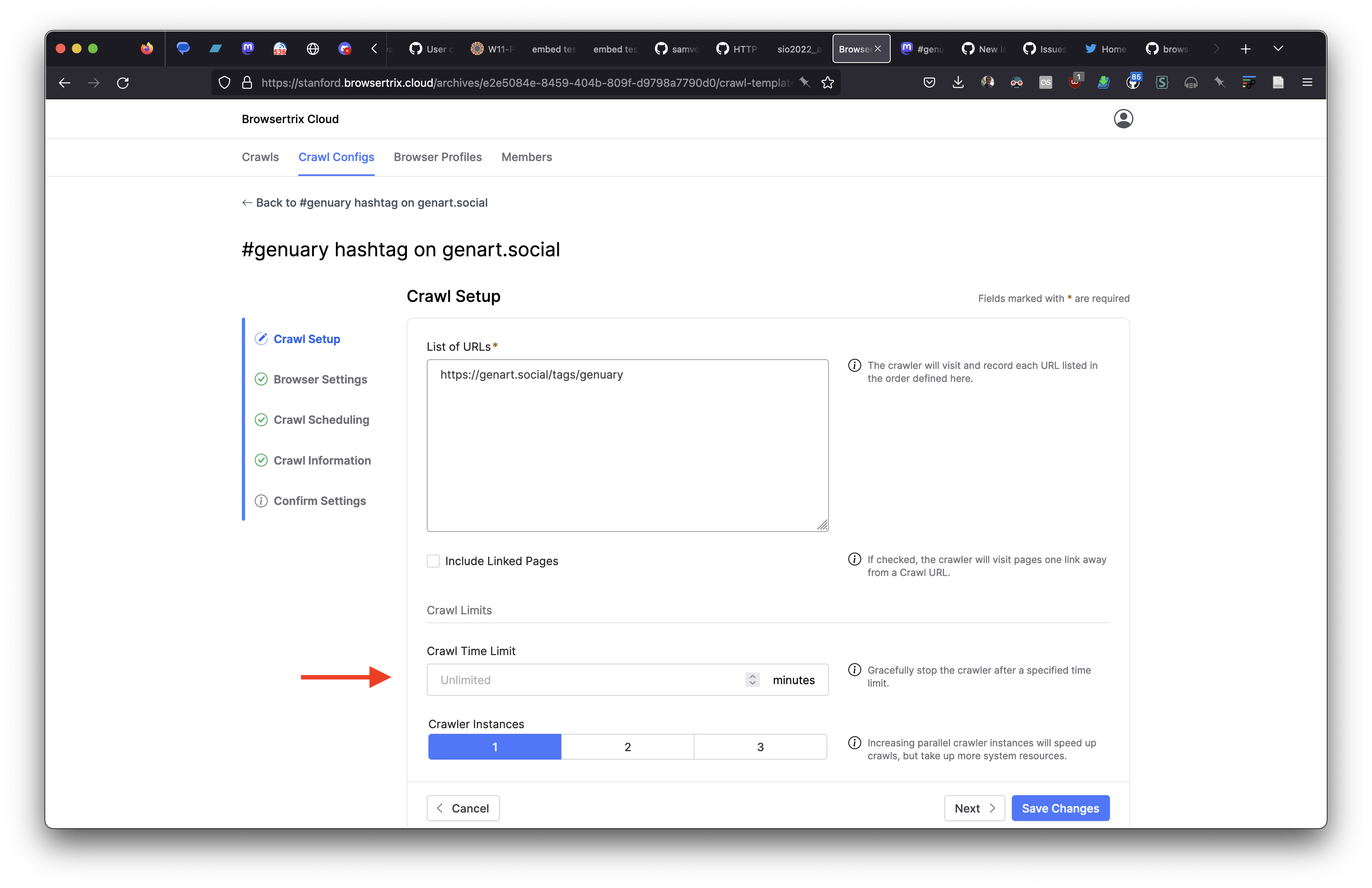 Current Crawl Time Limit doesn't display when editing · Issue #480 · webrecorder/browsertrix ...