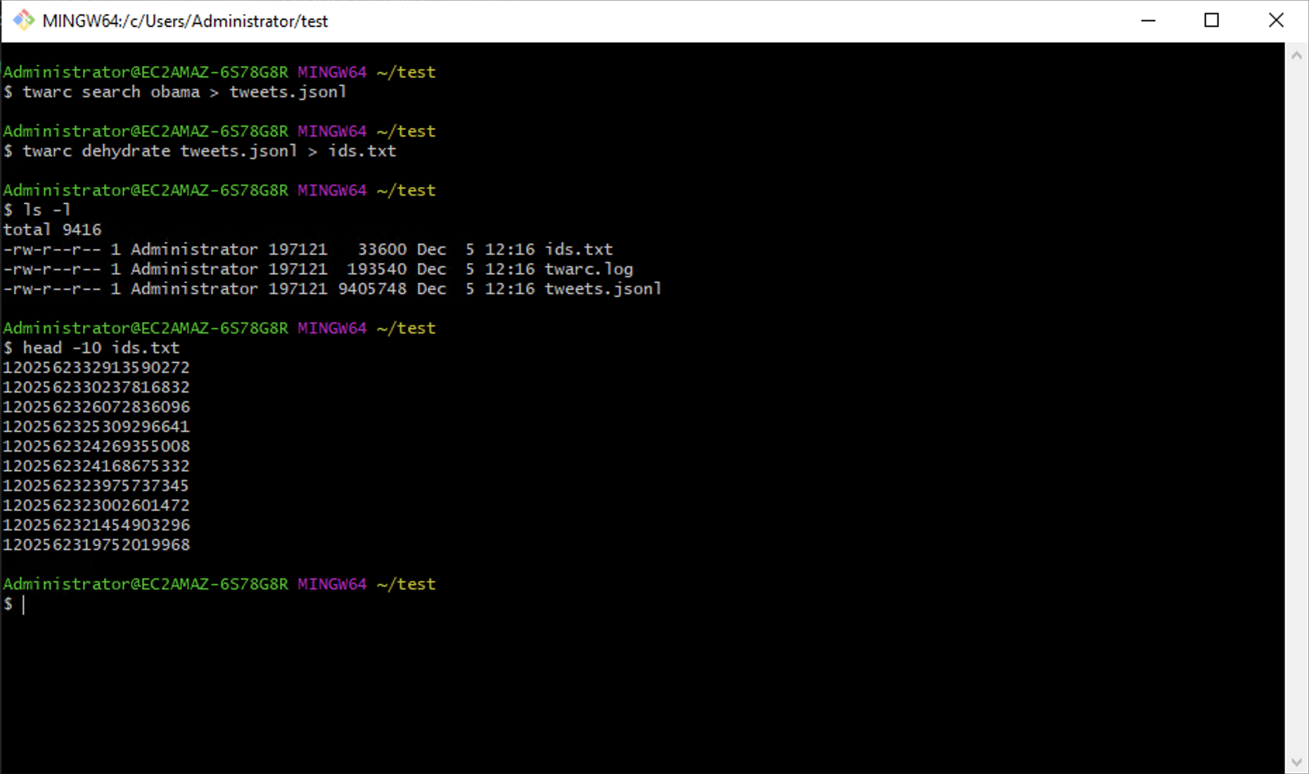 Dehydrated file empty · Issue #304 · DocNow/twarc · GitHub
