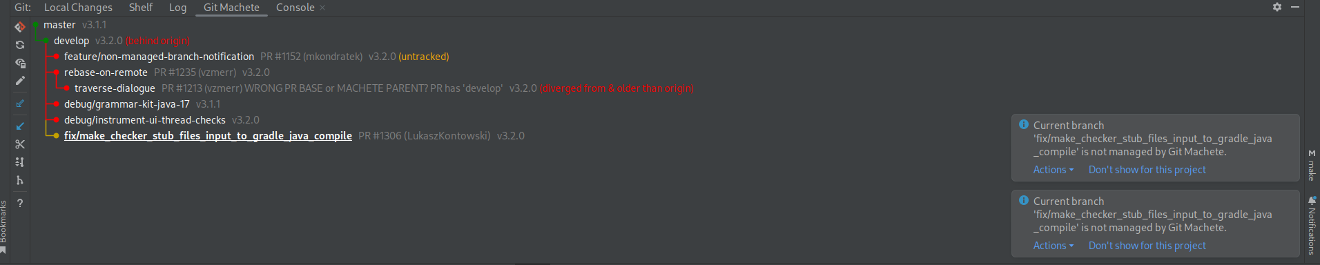 Unmanaged Current Branch Notification Is Shown Too Proactively · Issue 1308 · Virtuslabgit 1849