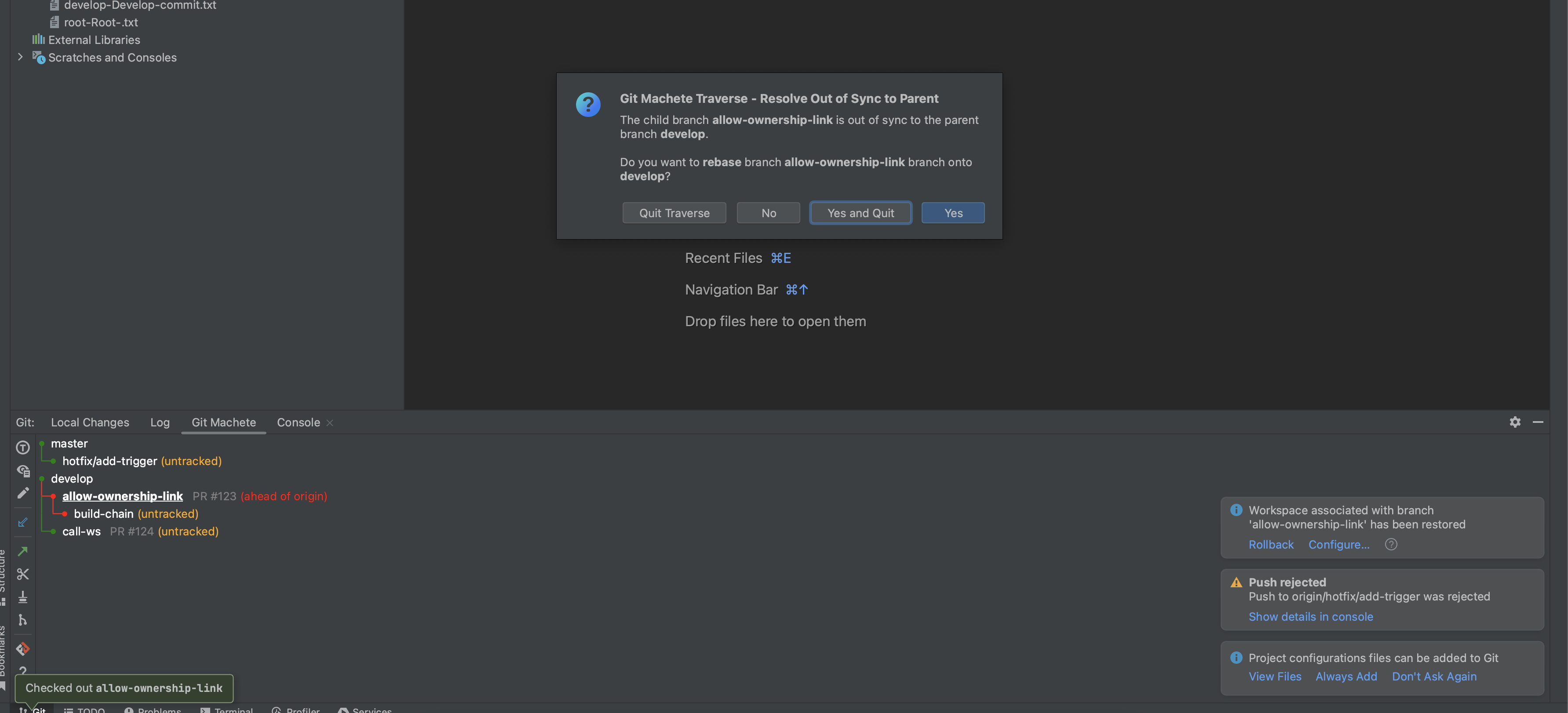 Does traverse continue after a failed push? · Issue #1659 · VirtusLab/git-machete-intellij ...