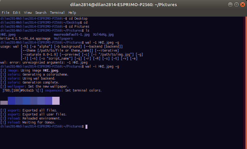 [SOLVED] Issue with Pywall not Generating full OOMOX Theme when Running wal -g /Desktop/HKE.jpeg ...