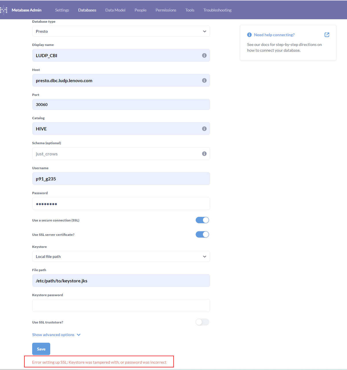 Adding a presto database does not work with SSL authentication · Issue ...