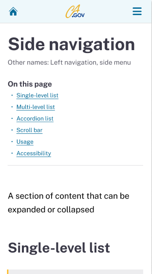 "On this page" (template site): Mobile view design · Issue #854 ...