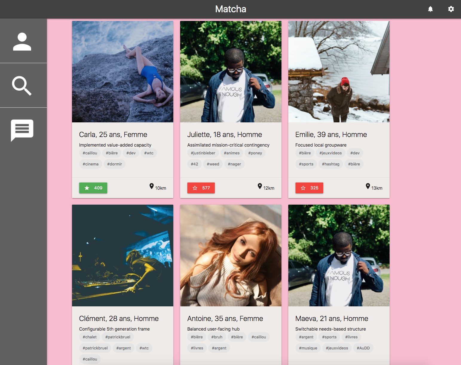 GitHub - nicnguye/matcha: Tinder-like