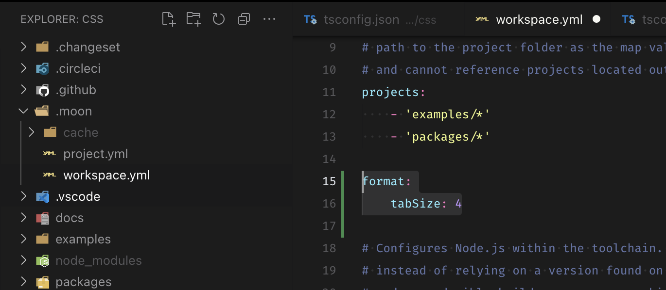 [feature] Add `format Tabsize` For ` Moon Workspace Yml` · Issue 397 · Moonrepo Moon · Github