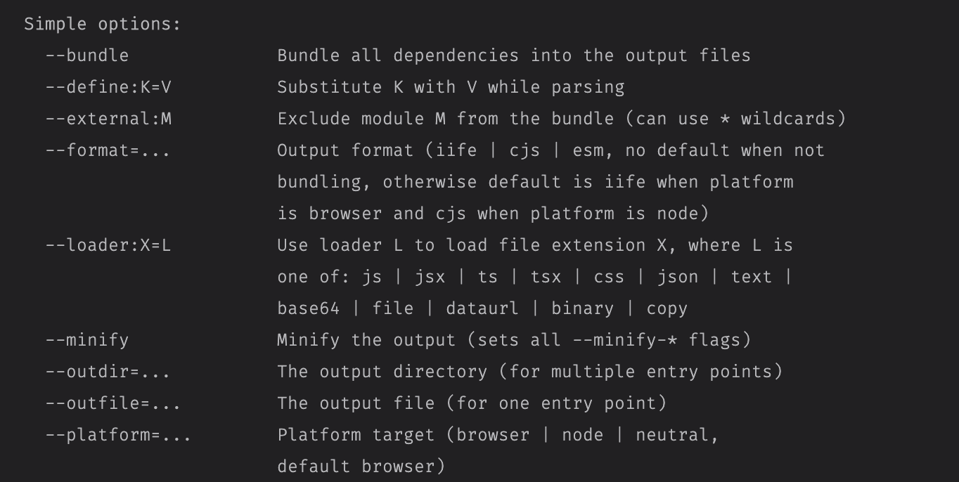 Export All Available Options From Esbuild · Issue 2703 · Evanwesbuild · Github 