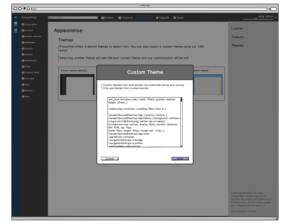 Theme section · Issue #17 · ProtonMail/proton-mail-settings · GitHub