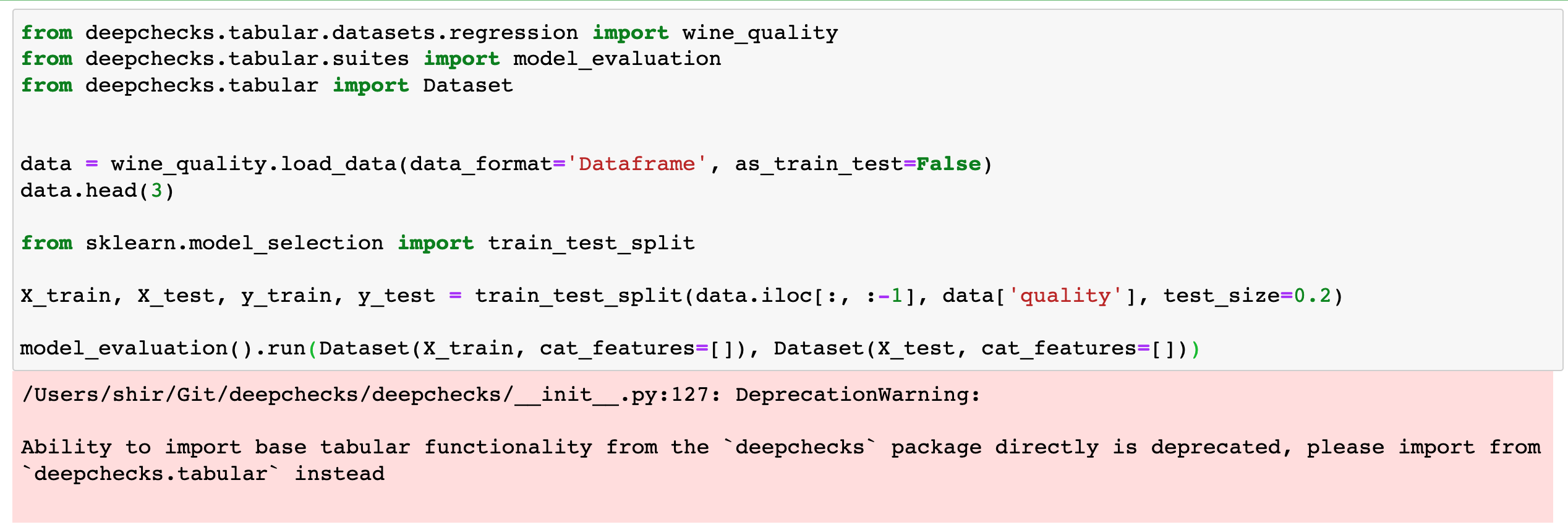 [BUG] Irrelevant " please import from `deepchecks.tabular` instead" warning · Issue #1845 ...
