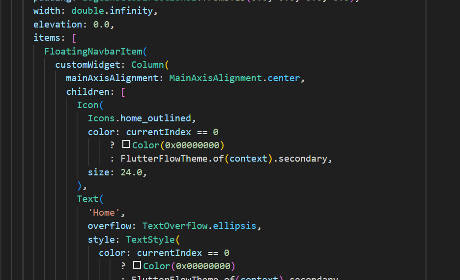 FloatingNavBar SelectedItem Color is not set properly. · Issue #1246 · FlutterFlow/flutterflow ...