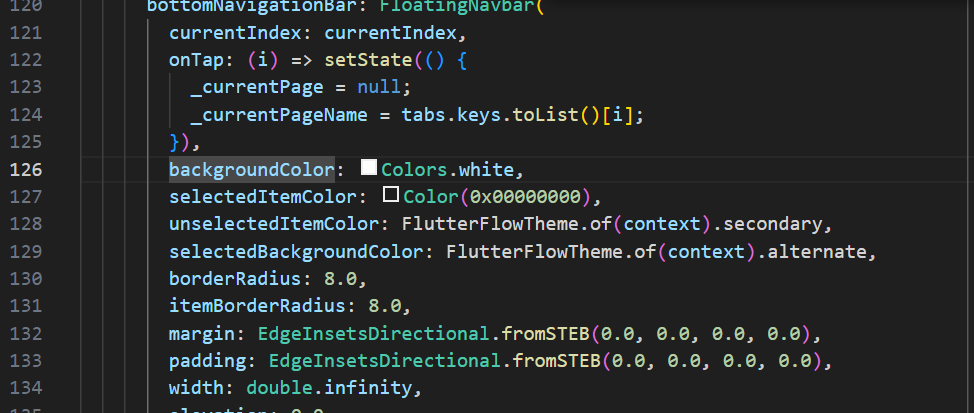 FloatingNavBar SelectedItem Color is not set properly. · Issue #1246 · FlutterFlow/flutterflow ...