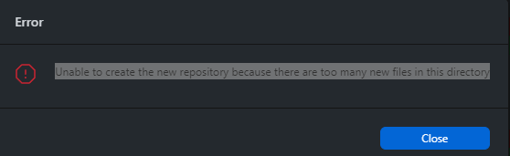 Error: " Unable to create the new repository because there are too many ...