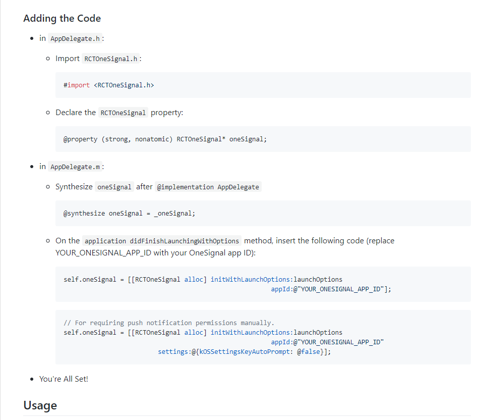 Ios Setup Step Missed In Docs · Issue 438 · Onesignalreact Native Onesignal · Github