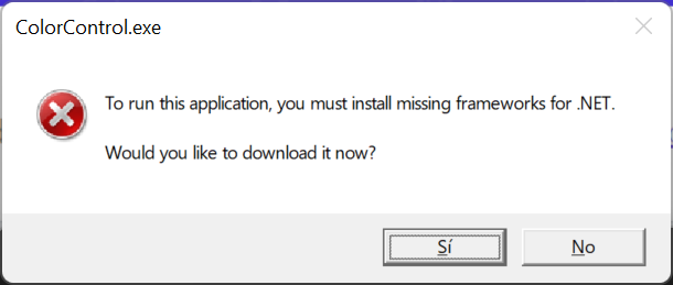 ColorControl 5.0.0.0: missing frameworks for .NET · Issue #63 · Maassoft/ColorControl · GitHub