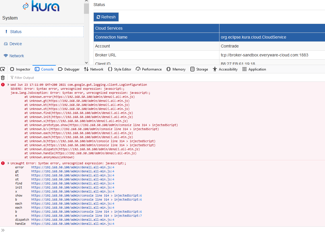 There are errors in JS console after opening Status/Network system item · Issue #3444 · eclipse ...