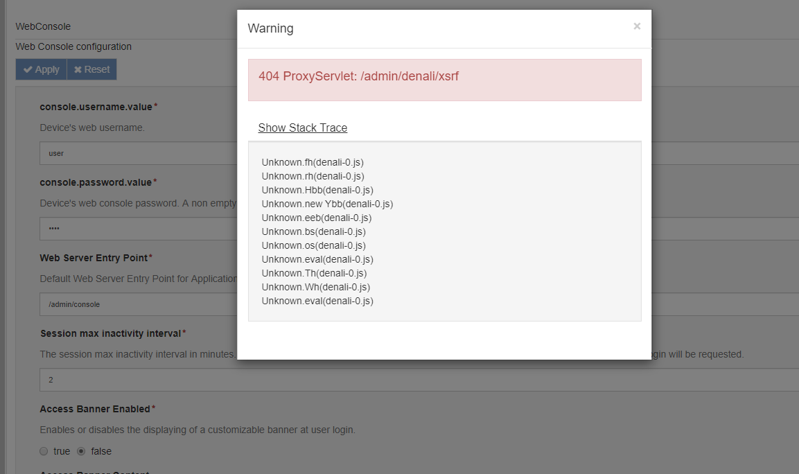 Error appears after changing console username/password · Issue #2565 · eclipse-kura/kura · GitHub