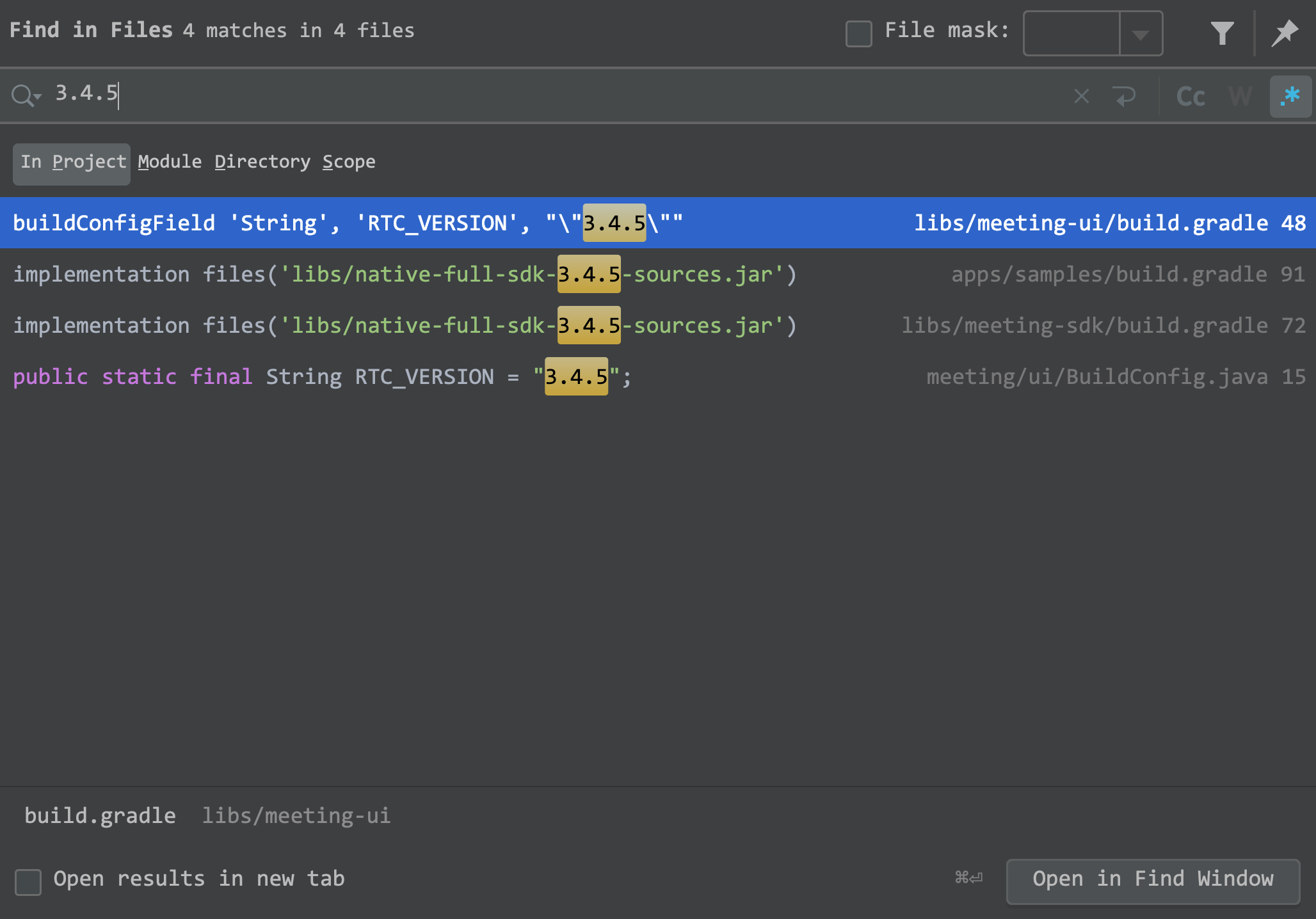 org.gradle.internal.resolve.ArtifactNotFoundException: Could not find native-full-sdk-3.4.5.jar ...