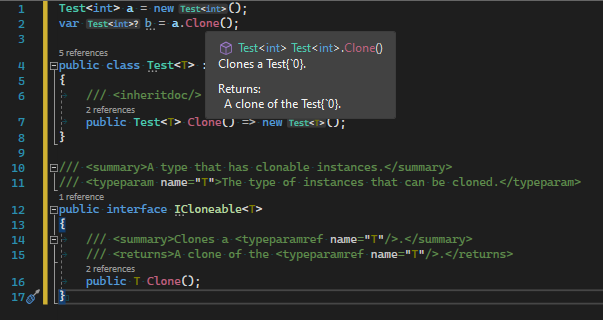 [bug] xml docs generics+`inheritdoc`+`typeparamref` · Issue #54069 · dotnet/roslyn · GitHub