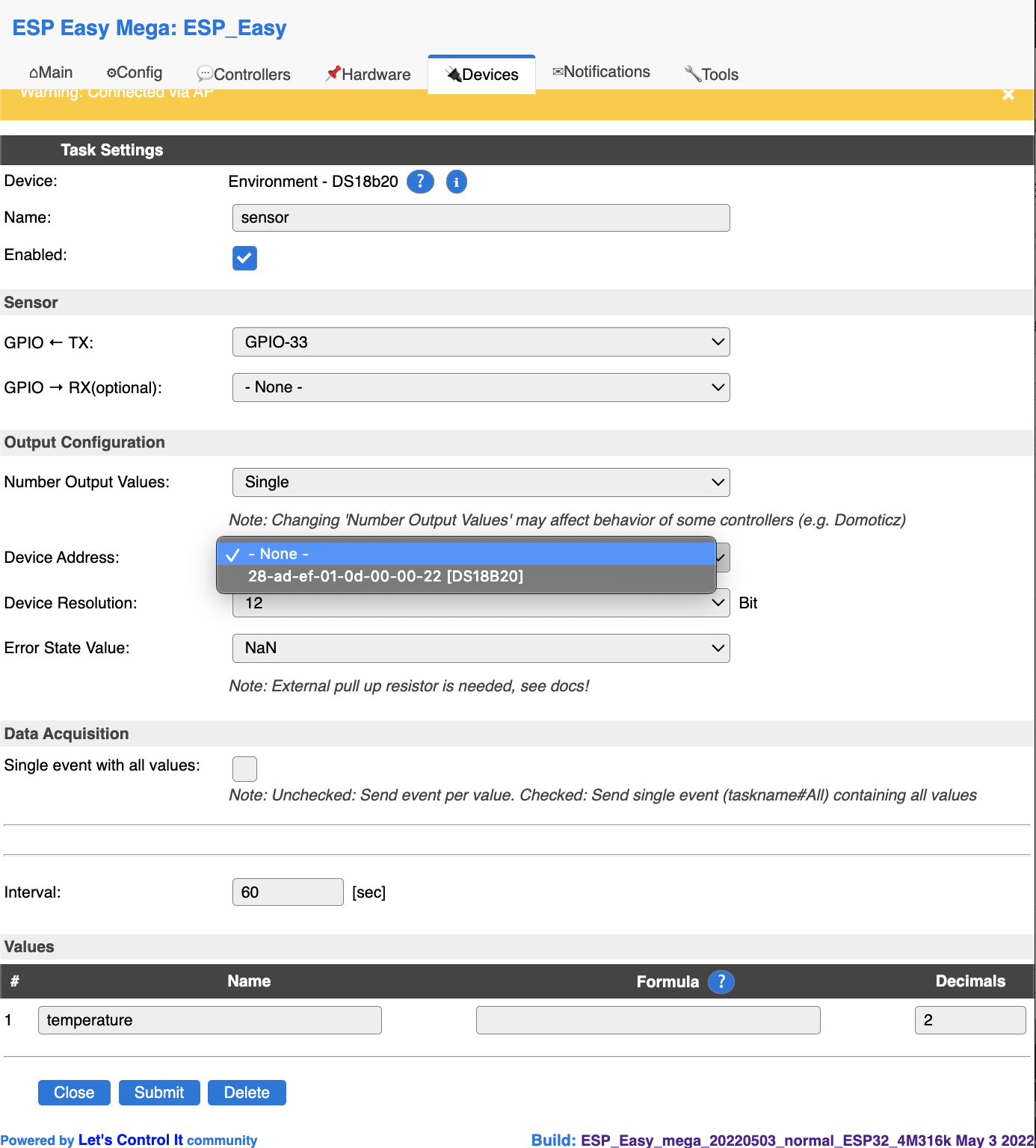[p004] ds18b20 doesn´t work with esp32 · Issue #4080 · letscontrolit/ESPEasy · GitHub