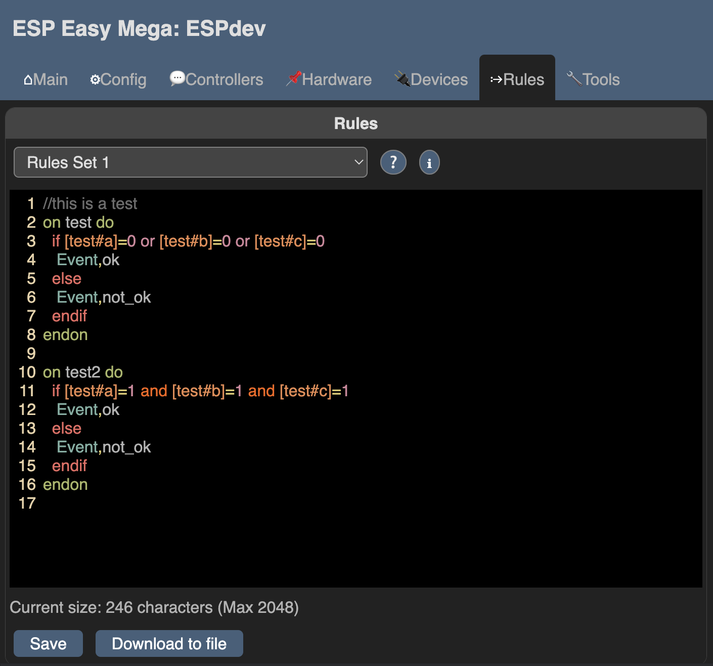 [feature request] rules highlighting · Issue #4086 · letscontrolit/ESPEasy · GitHub