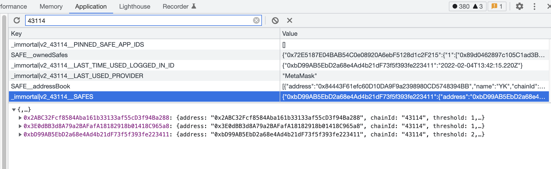 Not existed safe is opened as default after switching network from Rinkeby to avalanche · Issue ...