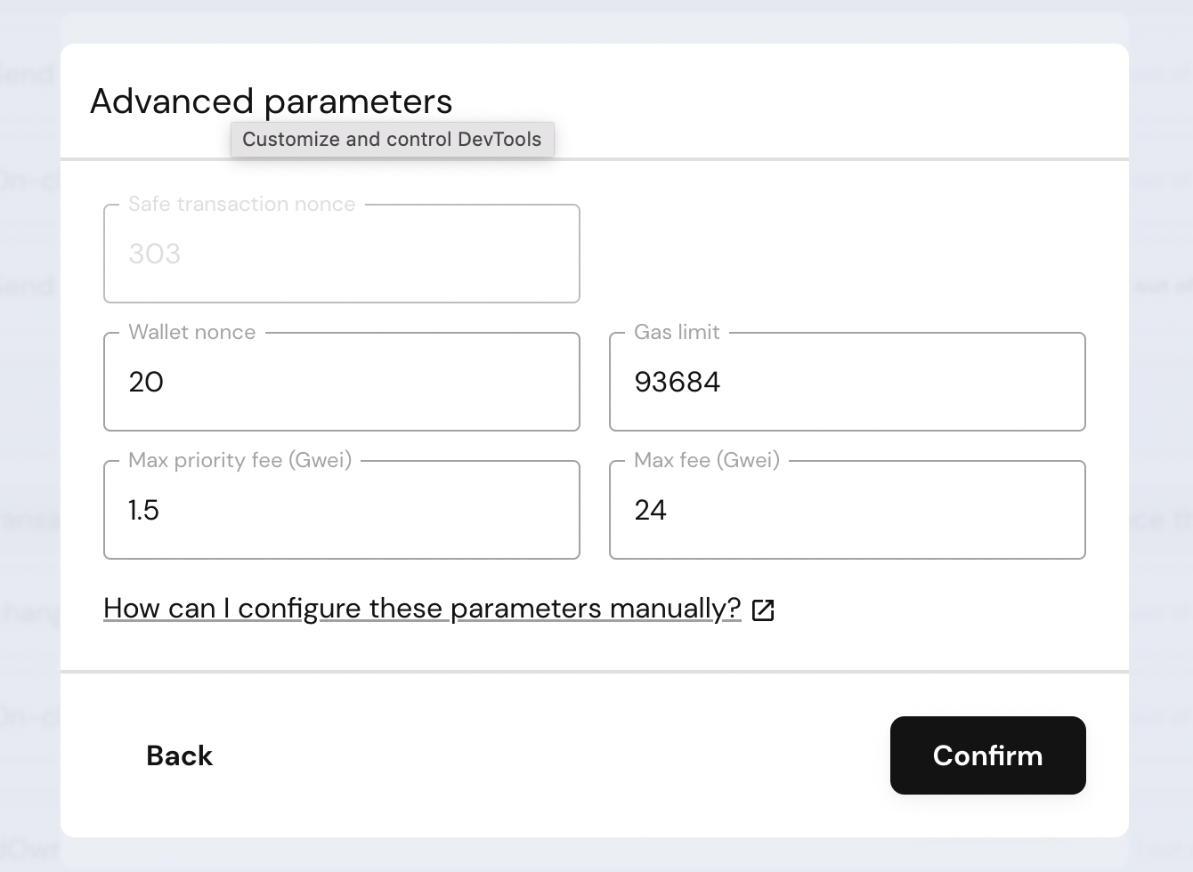 [advanced parameters] sections titles are missing · Issue #661 · safe-global/safe-wallet ...