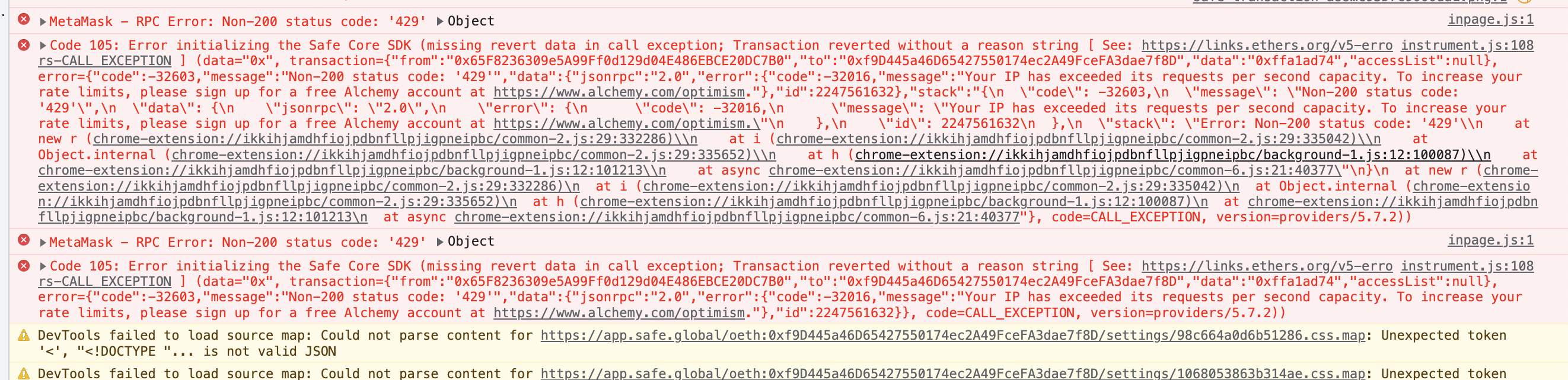 Change error message: "The Safe SDK could not be initialised..." · Issue #1632 · safe-global ...