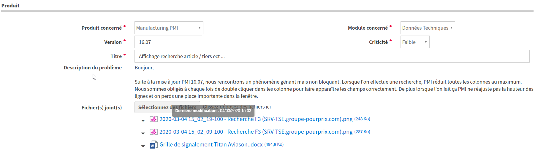 Bug avec Numéro de série des badges / Lieu des badges / Sous-Entités ...