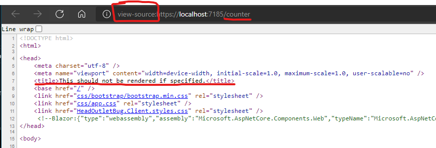 HeadOutlet not working when using WebAssembly and Serverside Pre Render. · Issue #37254 · dotnet ...
