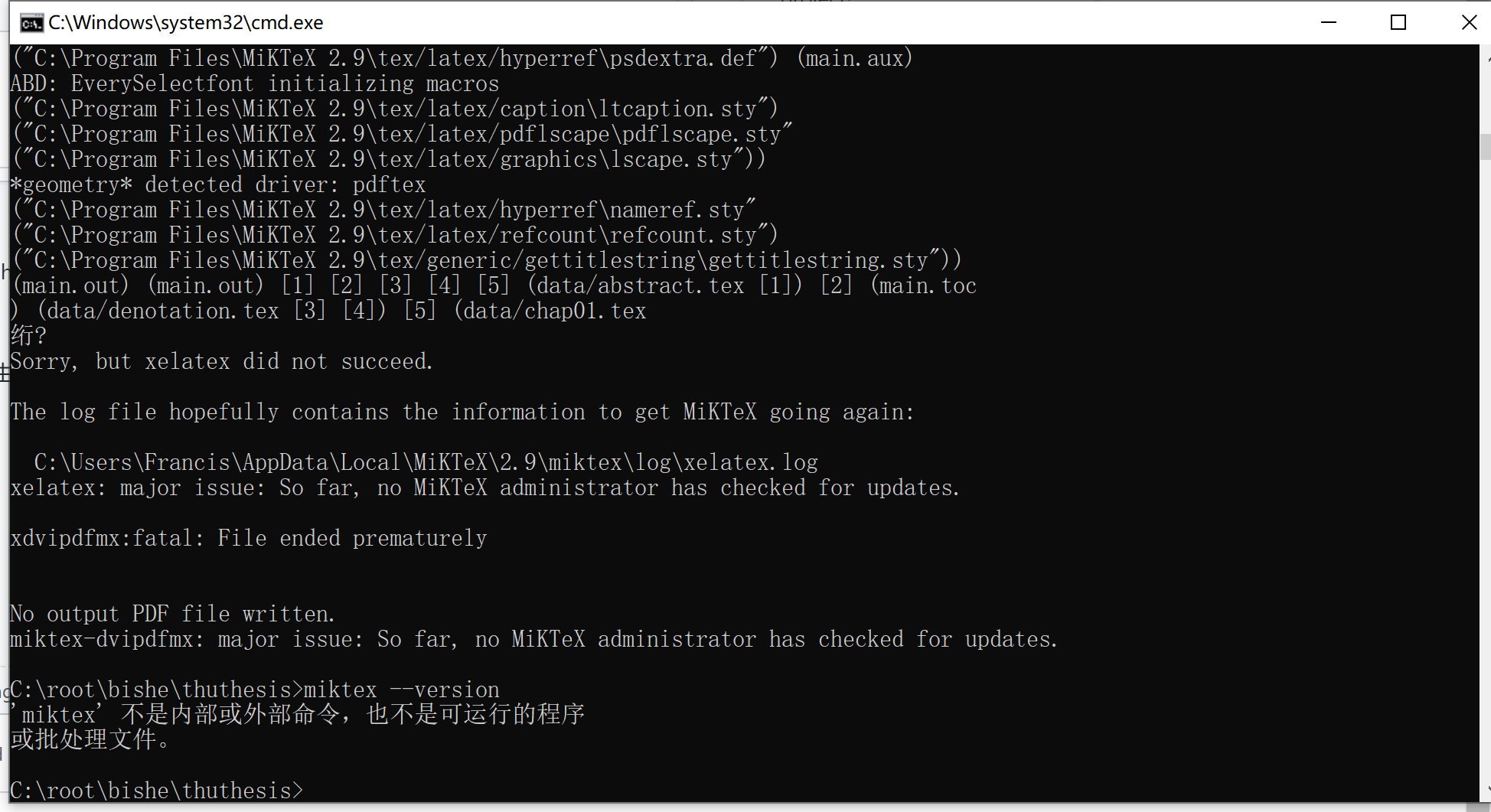 编译失败：xelatex No Space Left On Device · Issue 470 · Tunathuthesis · Github 