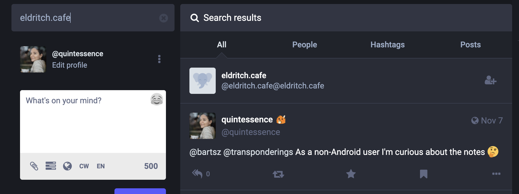 Issues with searching for users based on username · Issue #221 · hachyderm/community · GitHub