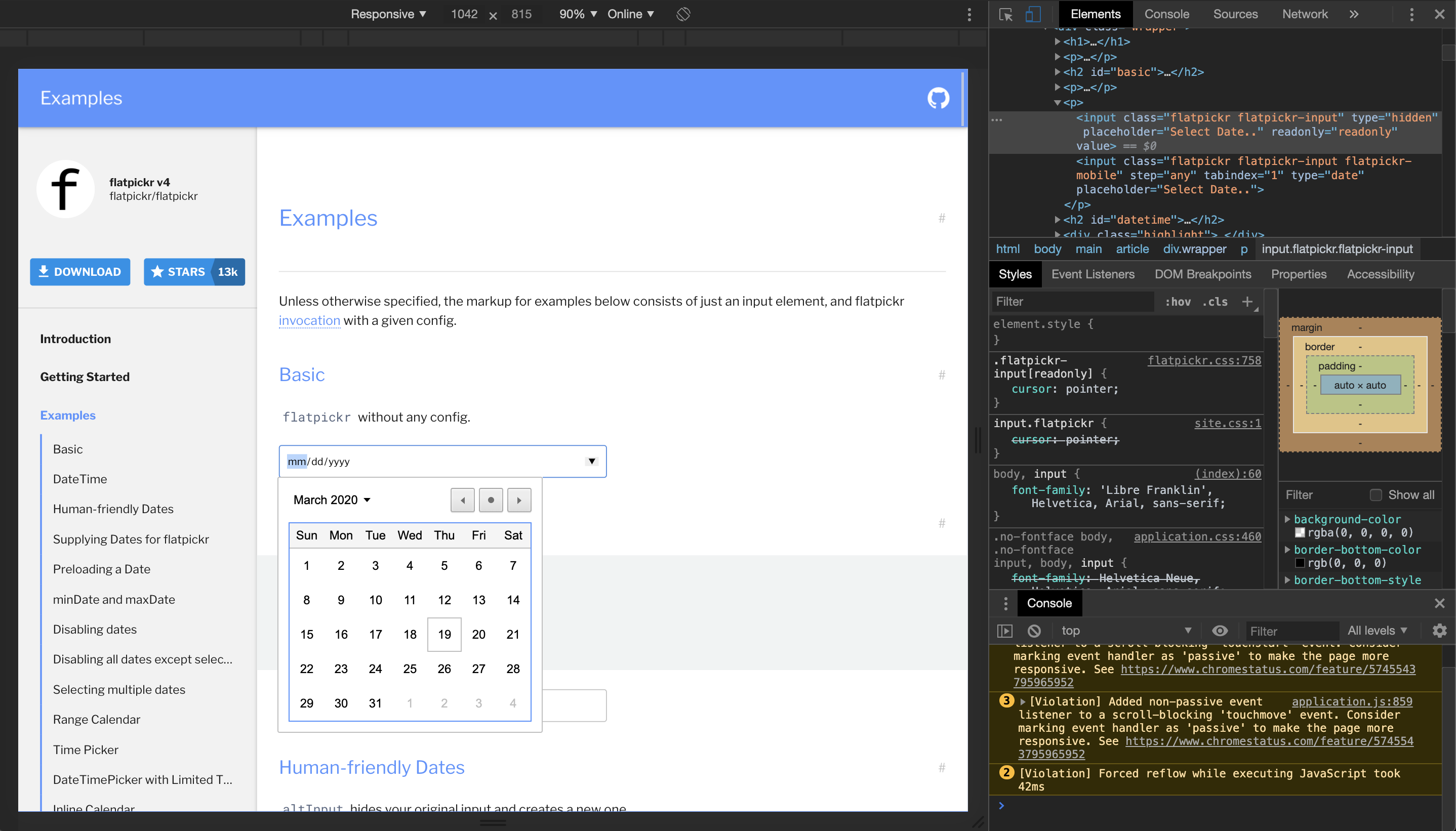 Refreshing page with inspector/dev tools open causes Flatpickr to break · Issue #2139 ...