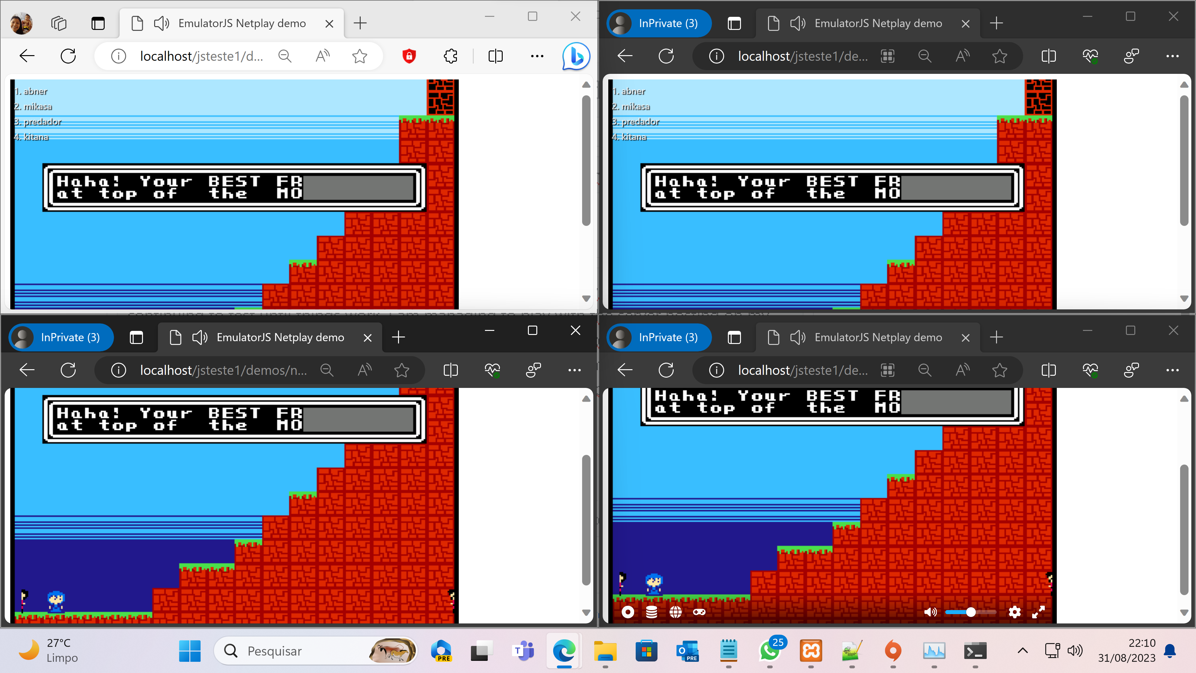 Bug third and fourth player trying to play crashes everything and freezes the third and fourth ...