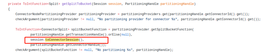 Method `ConnectorNodePartitioningProvider#getSplitBucketFunction` cannot fetch session ...