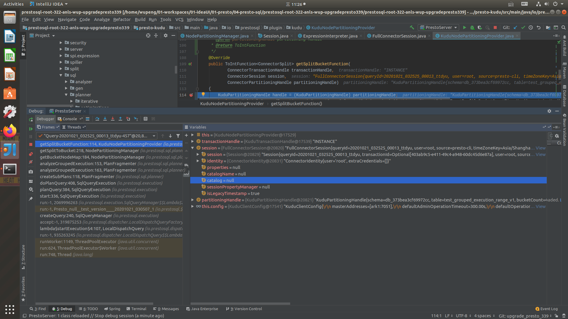 Method `ConnectorNodePartitioningProvider#getSplitBucketFunction` cannot fetch session ...