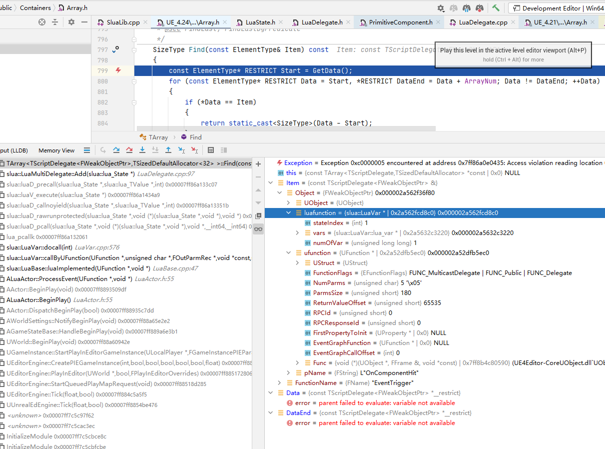 委托绑定导致程序崩溃 · Issue #420 · Tencent/sluaunreal · GitHub