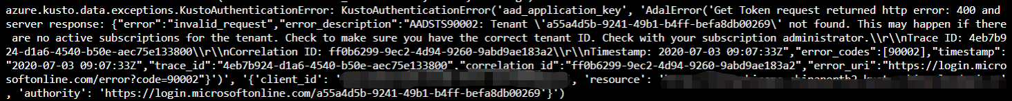 Looks Like The Azure Kusto Python Is Not Working In Mooncake Need Add More Fault Tolerance Code