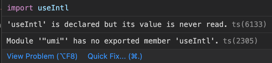 [Docs] Module '"umi"' has no exported member 'useIntl'. · Issue #6561 · umijs/umi · GitHub