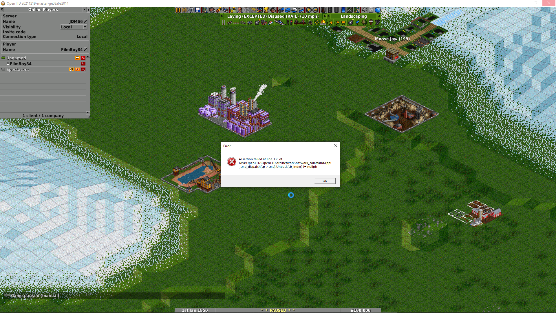 [Bug]: Multiplayer Level Ground Tool - Assertion Failed Line 336, network command.cpp · Issue ...