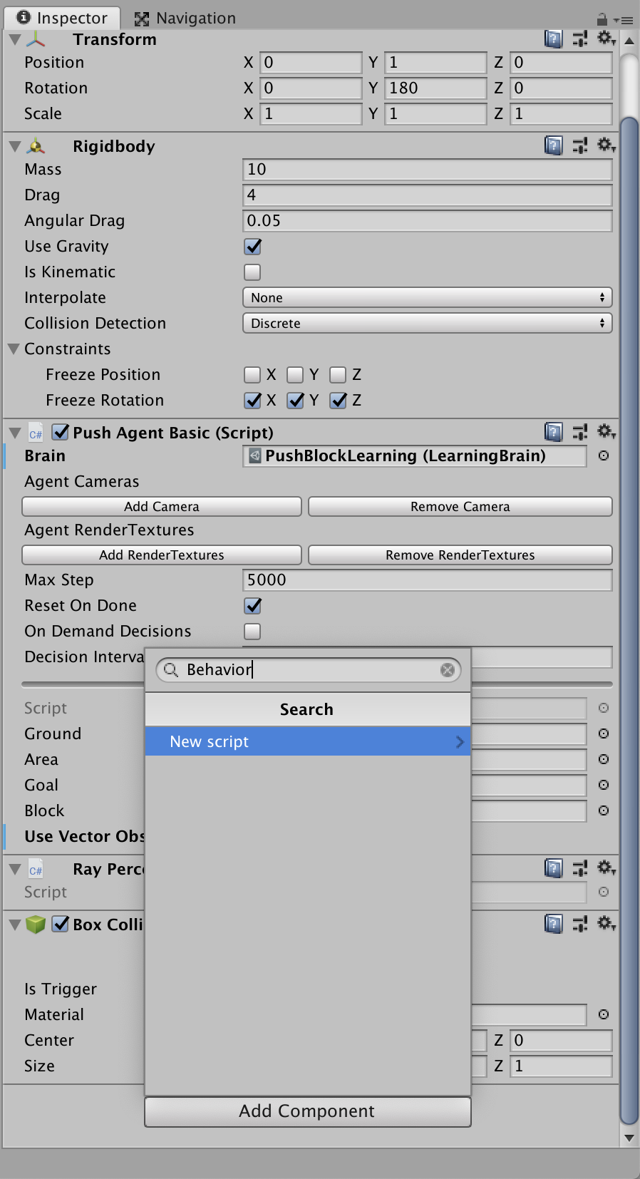 Making A New Learning Environment Behavior Parameters · Issue 2856 · Unity Technologies Ml