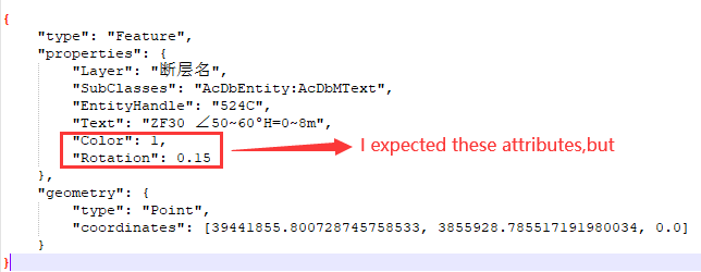 Translate Dxf To Geojson Properties Miss Some Attribute Like Multiline Text‘s Colorrotation 