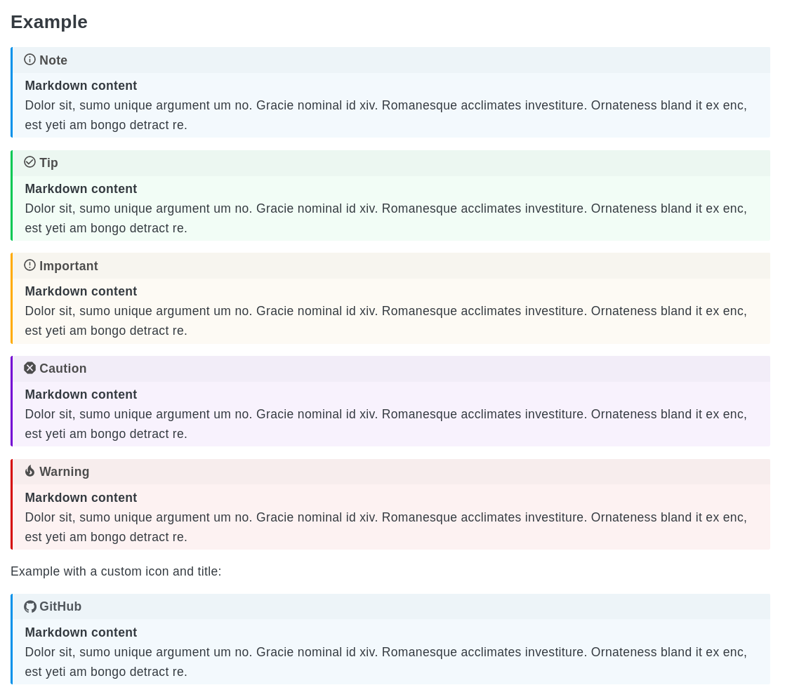 Icons for Hugo's hint and Asciidoc's admonitions · Issue #381 · thegeeklab/hugo-geekdoc · GitHub